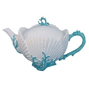 Amazon.com | Home Essentials Aqua Shell Tea Pot 10": Tea Services: Teapots