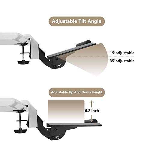 Saemoza Adjustable Keyboard Tray, Sturdy C Clamp Mount System ...