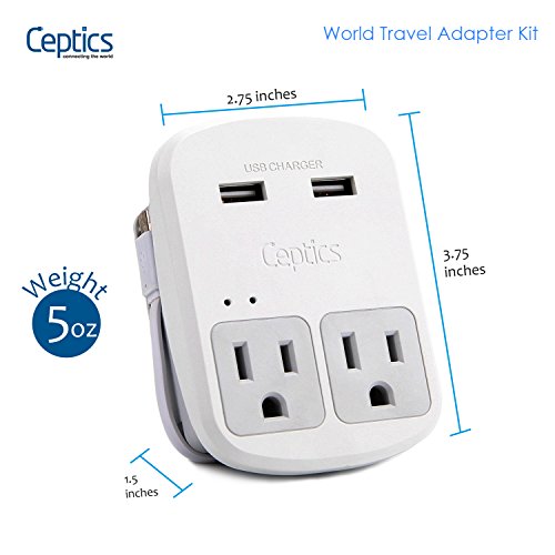Ceptics International Plug Adapter Kit, World Safest Grounded 13 ...