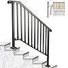 SPACEEUP Step Handrail Fit for 4 or 5 Steps Wrought Iron Handrail for ...