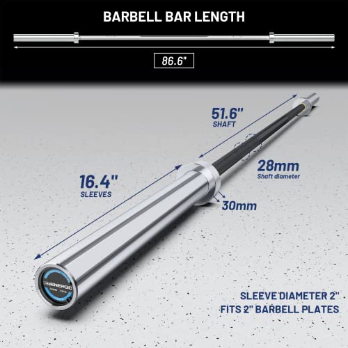 E.T.ENERGIC 7ft Olympic Barbell Bar 45LB Load 1500-lbs Capacity ...