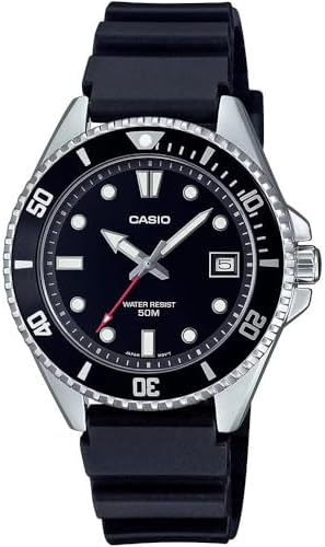 Casio Women Watch Standard Analog Unidirectional Rotating Bezel Black ...