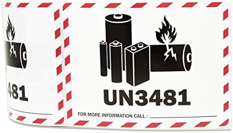 300 UN3481 Stickers, 3 x 4 Inch Lithium Ion Battery Labels Shipping ...