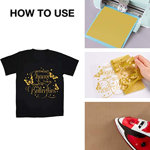 JANDJPACKAGING Gold HTV Vinyl Roll - 12" x 30ft Gold Heat Transfer ...