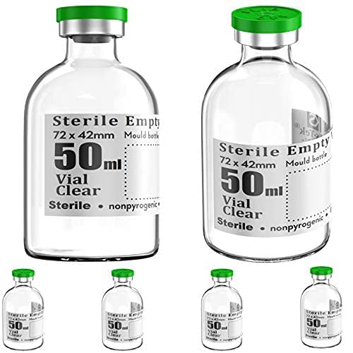 50ml Sterile Clear Vials 6pk Green Flip Caps in Dubai - UAE | Whizz