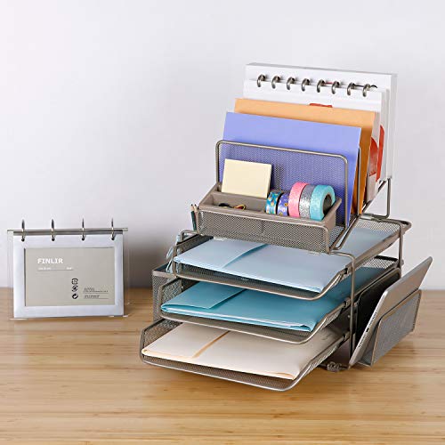 DESIGNA Stackable Mesh Desk Organizer with 3 Sliding Letter Trays 4 ...