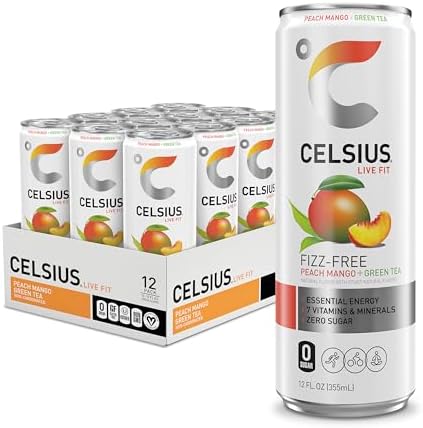 Celsius Fitness Drink, Non-Carbonated Peach Mango Green Tea, 200mg ...