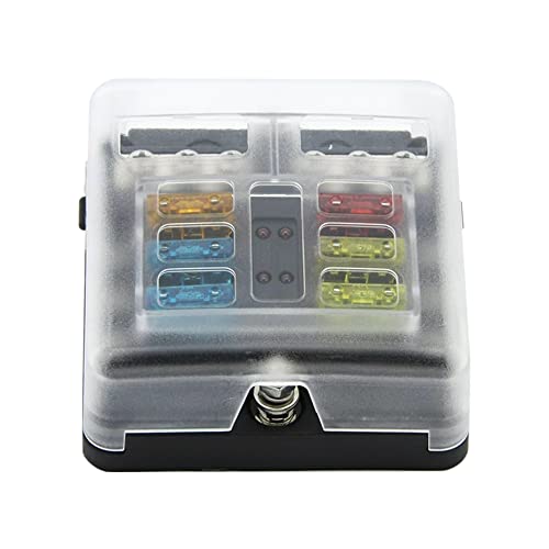 Apeixoto 12V 6 Way Fuse Box, with Negative Bus Waterproof Fuse Panel ...