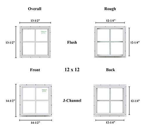 Square Shed Window 12″ X 12″ White Flush Mount, Playhouse Windows ...