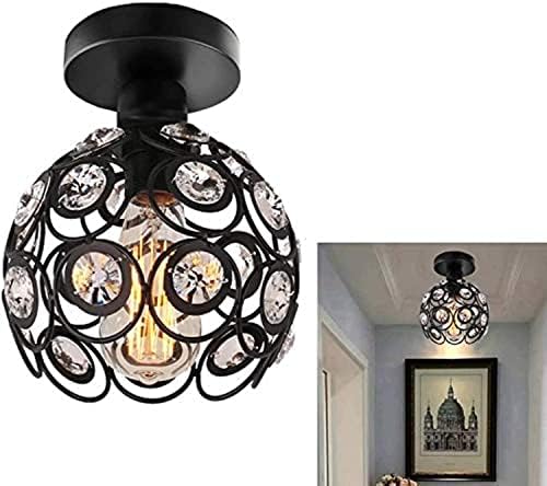 YOKIA Semi Flush Mount Ceiling Light Fixture, Antique Black Metal ...