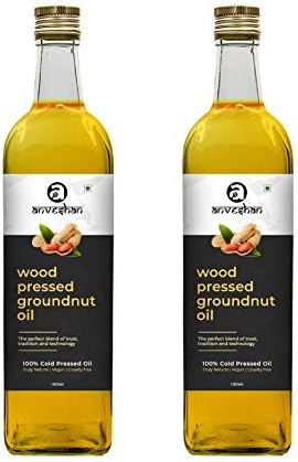 Anveshan Wood Pressed Groundnut Oil - 2*1000 mL | Glass Bottles | Pack ...