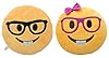 2 PACK - Nerd Face and Lady Nerd Emoji Pillow Emoticon Stuffed Plush ...