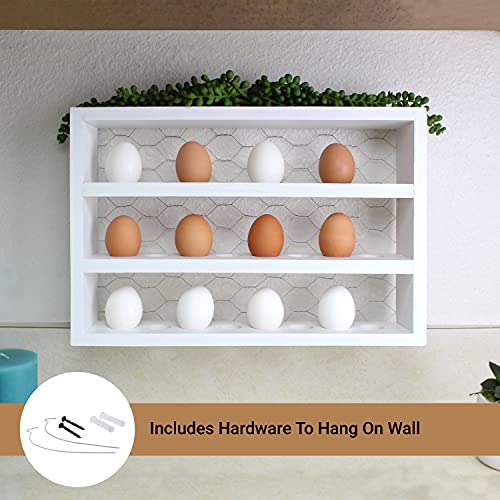 Gui's Chicken Coop Egg Rack - Wooden Farmhouse Rustic Egg Holder ...