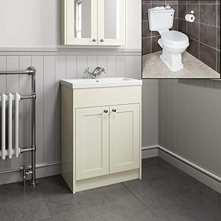 AURORA Traditional Ivory Bathroom Basin Sink Vanity Unit 600mm Classic ...