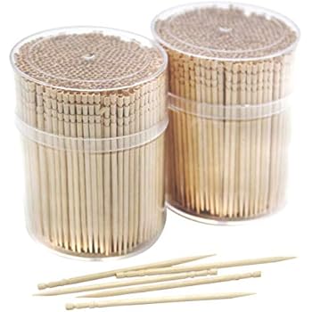 Amazon.com: 500Pcs Natural Wooden Toothpicks Round Toothpick with ...