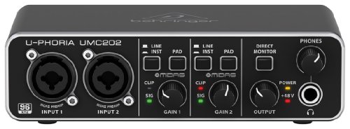 Behringer U-PHORIA UMC202 Audiophile 2x2, 24-Bit/96 kHz USB Audio ...