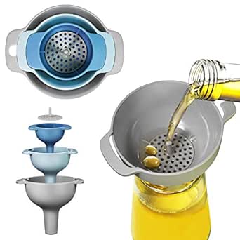 Amazon.com: longzon Kitchen Funnel Set of 3, Nested Funnels with Handle ...