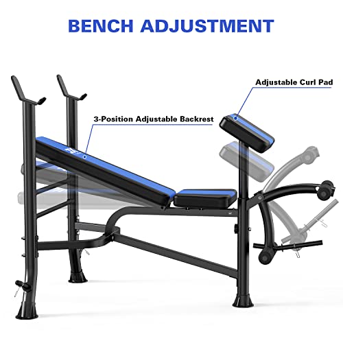 JX FITNESS Olympic Weight Bench with Rack , Bench Press Rack with Leg ...