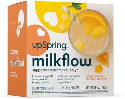 Upspring Milkflow Electrolyte Breastfeeding Supplement Drink Mix with Fenugreek | Orange Mango ...