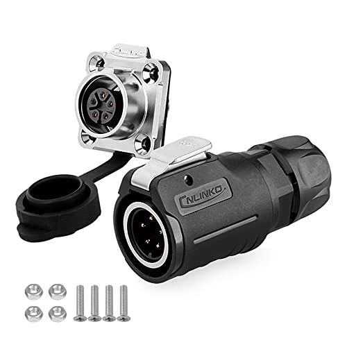 CNLINKO 5 Pin Male Female Plug Socket Industrial Waterproof Power ...