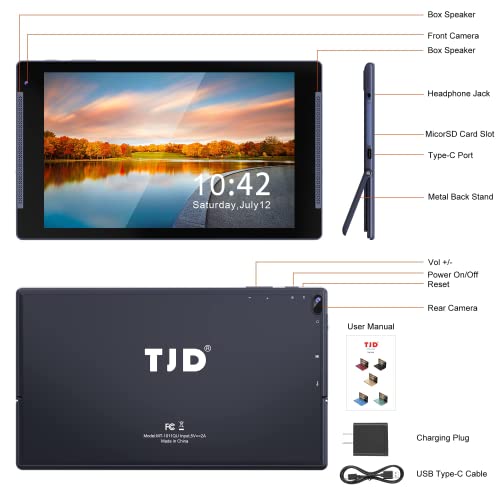 10.1 inch Tablet, TJD Android Tablets, 2GB RAM 32GB ROM (512GB ...