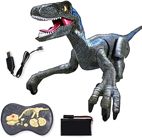 FITTO Remote Control Velociraptor Dinosaur Toy with, Electric Realistic ...