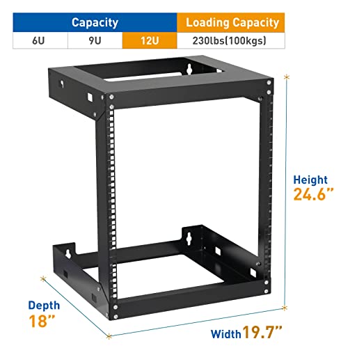 12U Wall Mount Rack Open Frame 19 Inch Network Rack Server Equipment 2 ...