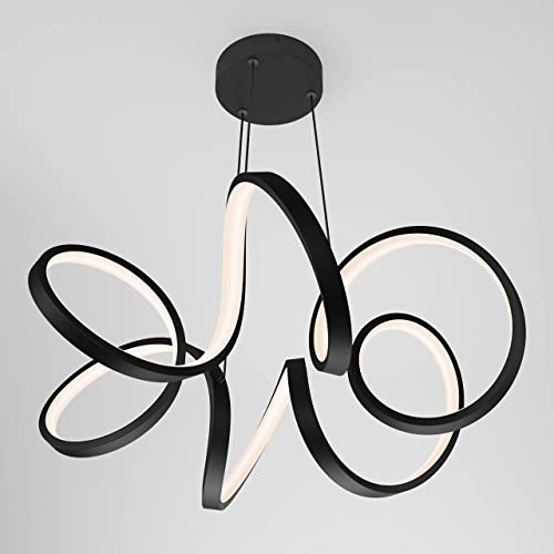 Artika Swirl Ribbon 30W LED Pendant Light Fixture, Matte Black Finish ...
