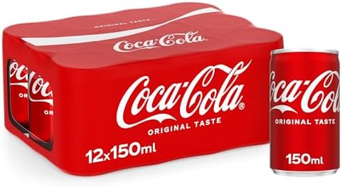 Coca Cola Regular Carbonated Soft Drink, Cans, 12 x 150 ml, Red ...