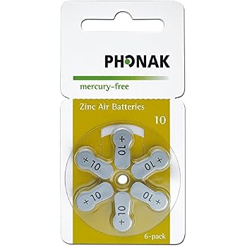Amazon.com: Phonak Mercury Free Size 10 Zinc Air Hearing Aid Batteries ...