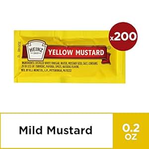 Amazon.com : Heinz Yellow Mustard (0.2 oz Packets, Pack of 200 ...