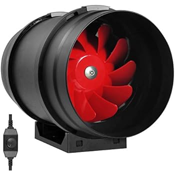 TerraBloom 8” Quiet Inline Duct Fan, 735 CFM with Built-in Variable ...