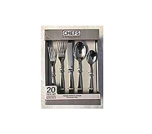 Amazon.com | CHEFS Stainless-Steel Bistro Flatware Set, 20-Piece ...