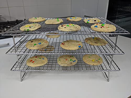 Checkered Chef Stainless Steel Stackable Cooling Racks - 3 Pack Stacking Cooling/Baking Racks ...