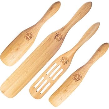 Amazon.com: Bamboo Spurtles Kitchen Tools-Cookware Set Of 4 Eco ...