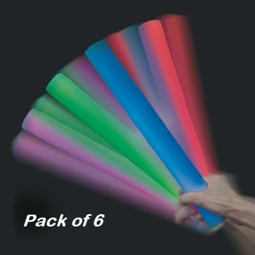 6 Pack Light up Flashing Foam Batons, colour changing mood lights ...