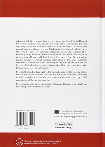 Advanced Calculus Pure And Applied Undergraduate Texts The Sally Series