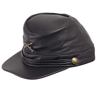 Amazon.com: Genuine Leather Civil War Kepi Cap Army Military Soldier ...