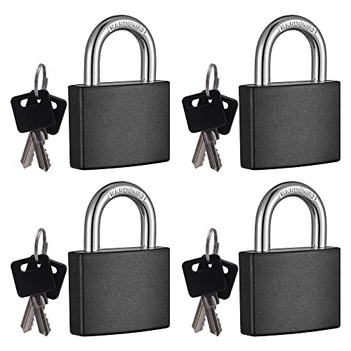 Padlock with Key, 4 Pack Covered Aluminum Keyed Alike Padlocks, Pad ...
