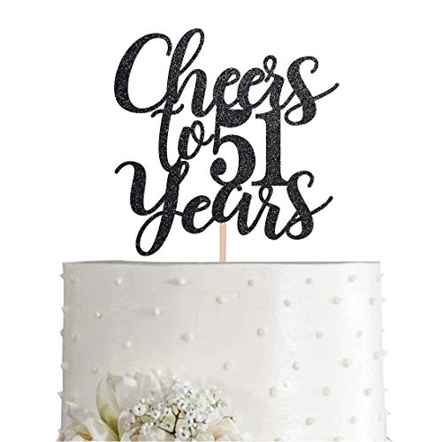 Mua 51 Black Glitter Happy 51st Birthday Cake Topper, Cheers to 51 ...
