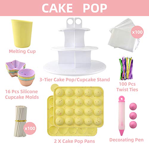 Complete Cake Pop Maker Kit with 3 Tier Cake Stand, Chocolate Candy ...