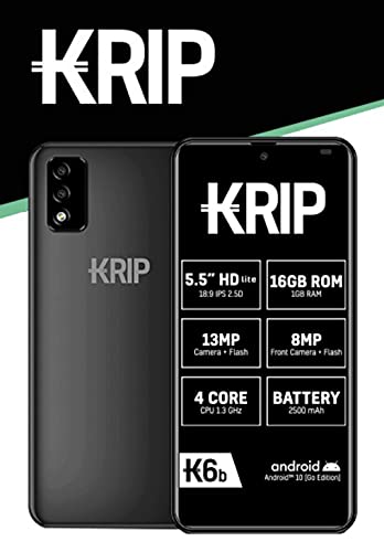 Krip Unlocked Smartphone Android OS-10 Go Edition Mobile Phone K6b ...