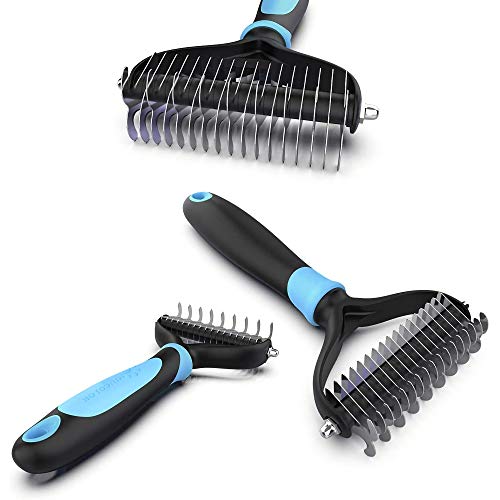 MIU COLOR Pet Grooming Rake, Pet Dematting Undercoat Comb, Dual Sided ...