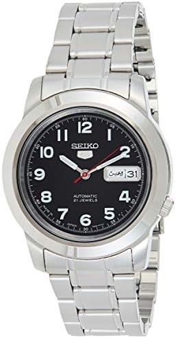 Seiko SNKK35J1 Men Watches, Automatic Black Dial Day Date Stainless ...