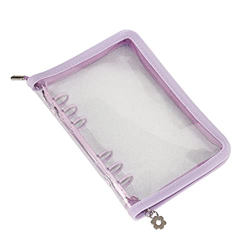 Purple A6 PVC Binder Cover with Zipper - 6-Ring Loose Leaf Folder ...