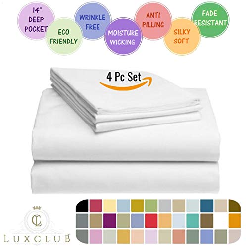 LuxClub Bamboo Sheet Set - Bamboo - Eco Friendly, Wrinkle Free ...