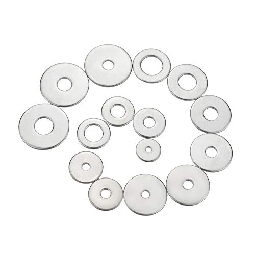 Sutemribor 304 Stainless Steel Large Fender Washer Assortment Kit 200 Pieces, 15 Sizes - M3 M4 ...