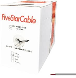 Amazon.com: FiveStarCable 18/2 Power Cable 1000 ft 18-2 Gauge Security ...