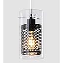 Modern Swag Kitchen Light Fixture 1 Light Clear Glass and Metal Inner ...