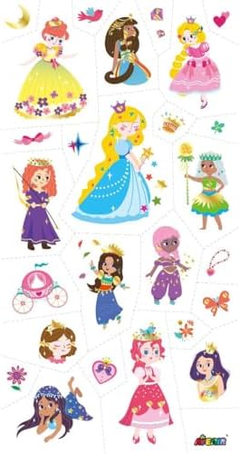 Avenir Princess Tattoo Sticker Set - 52pc Water-Based Ink Temporary ...